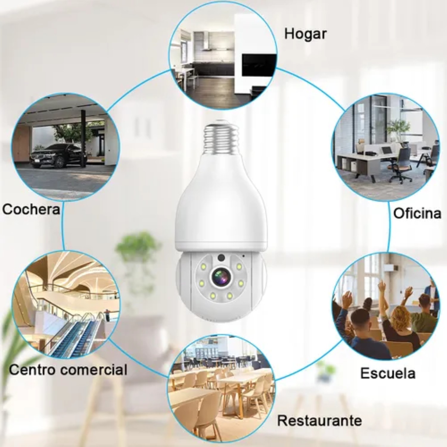2pcs Foco Con Camara De Seguridad Wifi 2mp blancas