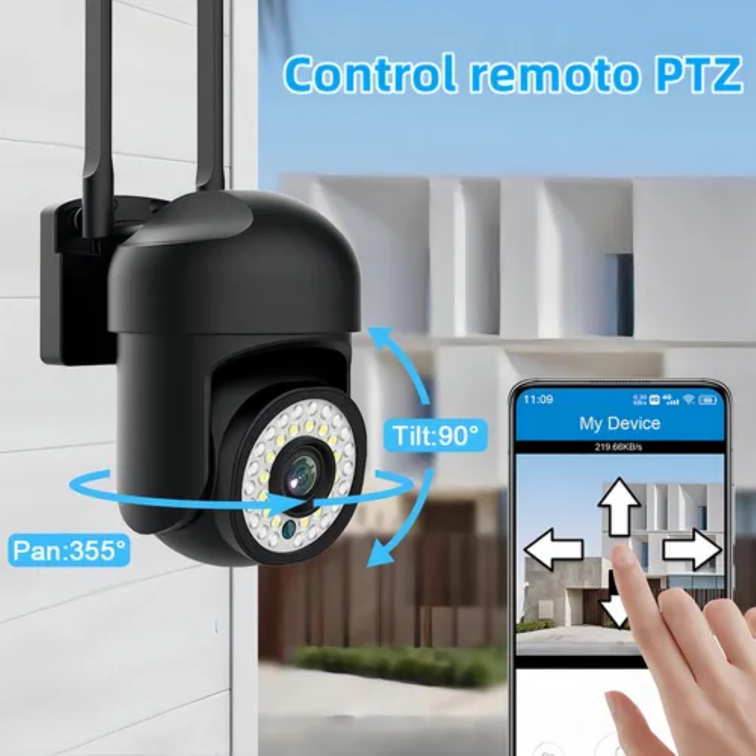 2pcs Cámara De Seguridad Exterior Wifi Foco Hd Visión Alarma Color Negro