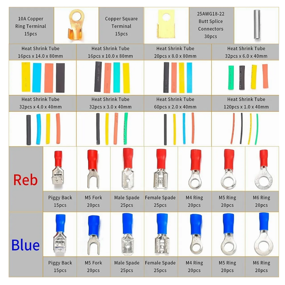 Set Terminales Aisladas Conectores Con Tubos Termo retráctiles 678 Pzas ...