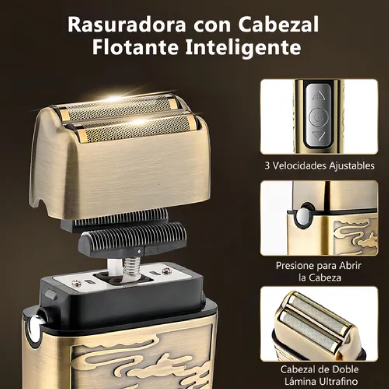 Rasuradora Eléctrica 3 Niveles Recargable Afeitadora para Barba y Calvo Inalámbrica Corta al Raz ...