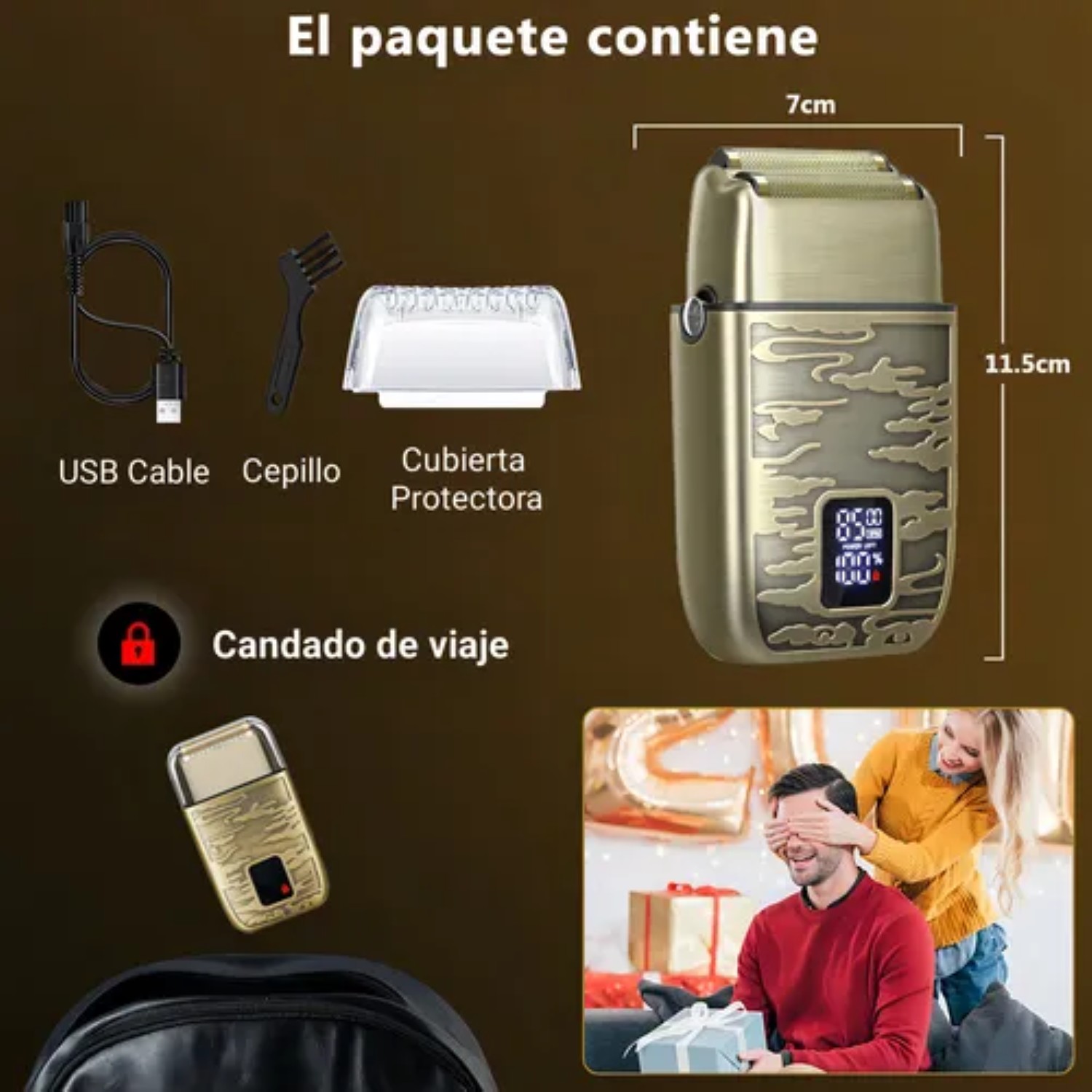 Rasuradora Eléctrica 3 Niveles Recargable Afeitadora para Barba y Calvo ...