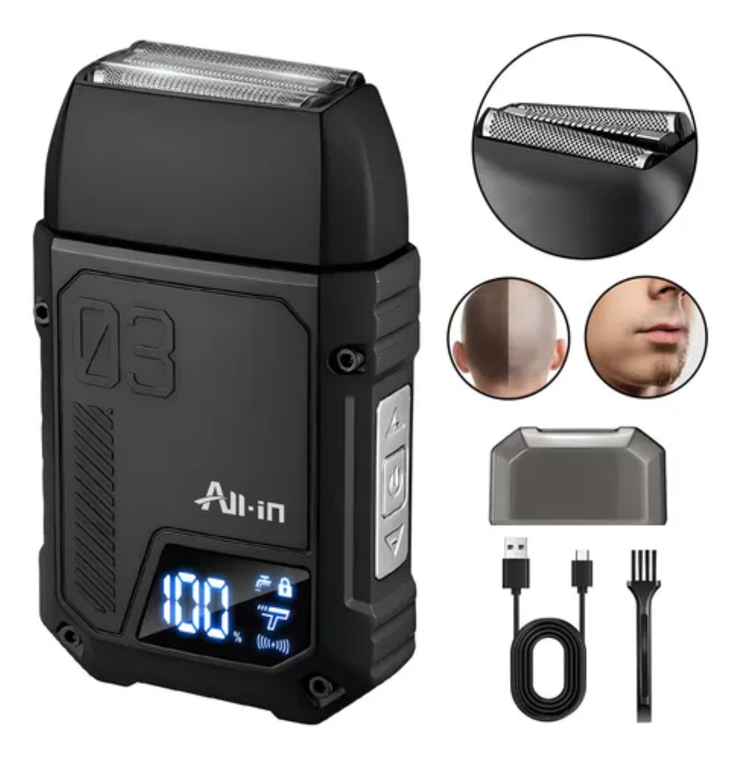 Rasuradora Electrica Barba Afeitadora 3 Niveles Inalambrica negra