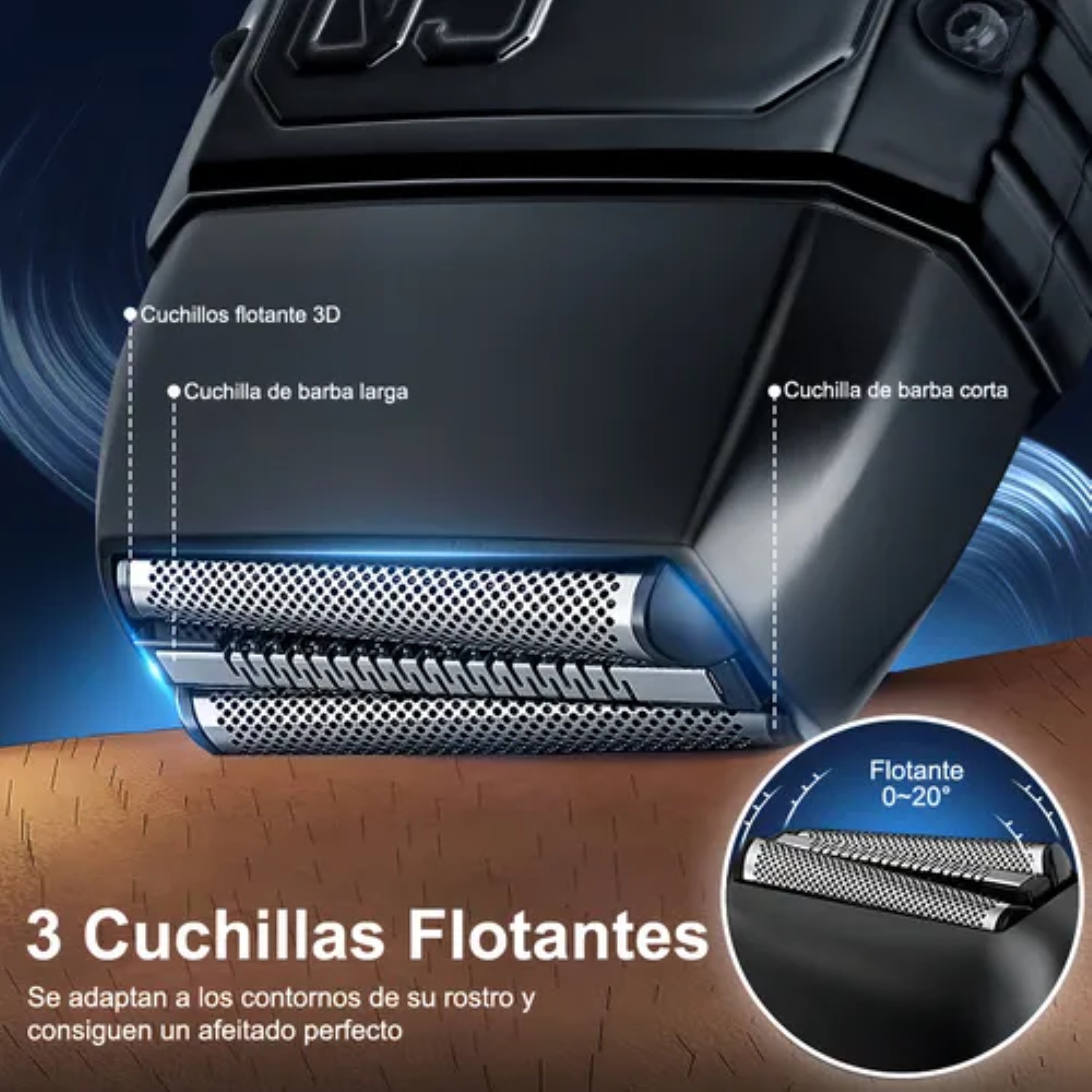 Rasuradora Electrica Barba Afeitadora 3 Niveles Inalambrica negra