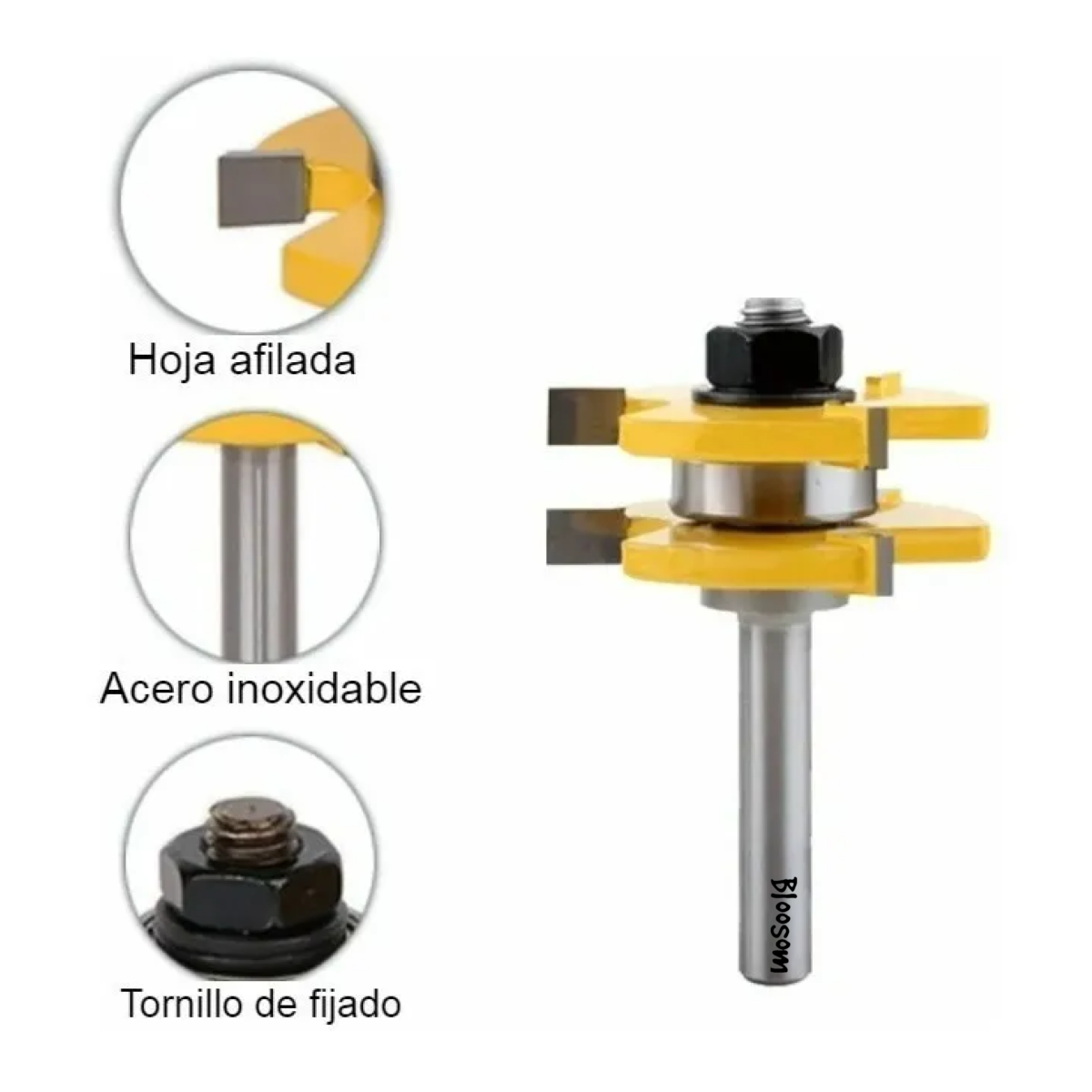 Kit De Brocas Fresas Ensamble Machimbrado 1/4 , Amarillo