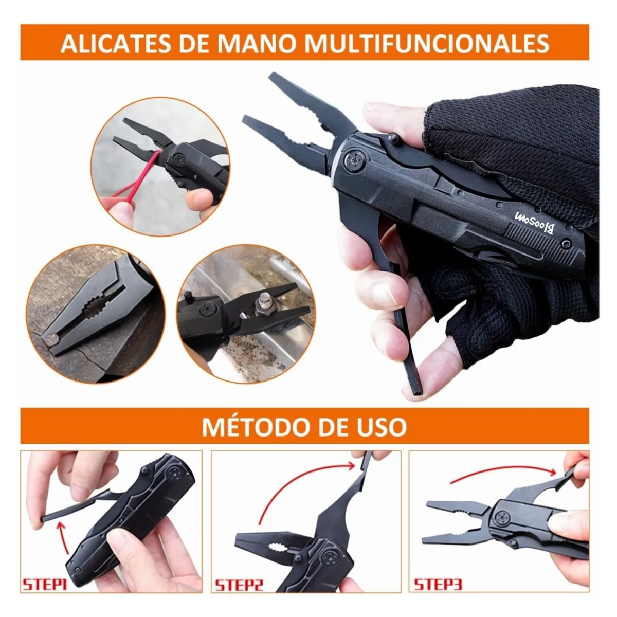 Navajas Multiherramienta, Acero Cuchillo Negro