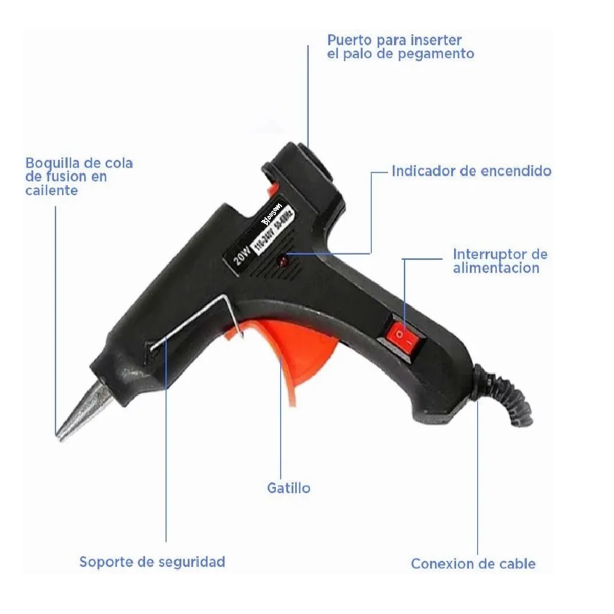 Kit Pistola De Silicon Caliente Eléctrica c/ 50 Barras, Negro