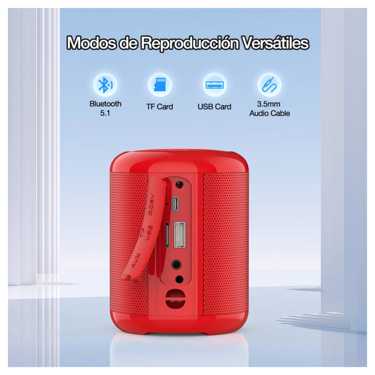 Mini Bocina Portátil Bluetooth Inalámbrica Altavoz Sd, Rojo