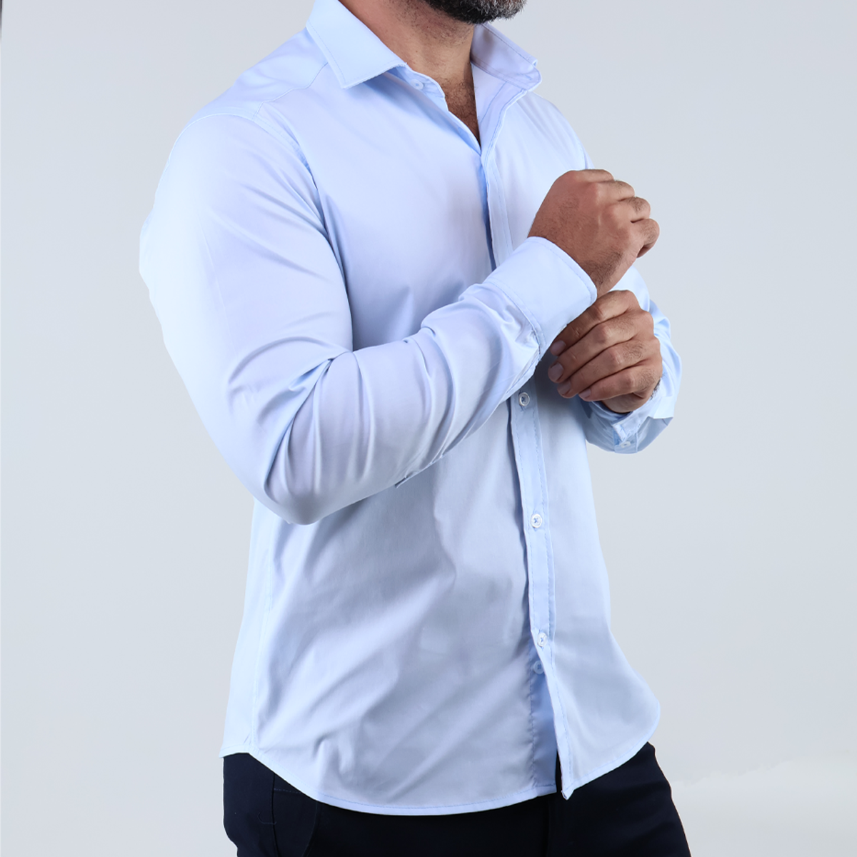 Camisa de Vestir Manga Larga Azul Cielo Slim Fit Para Hombre