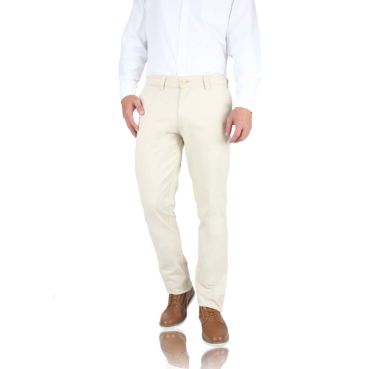 Pantalones Chinos Color Arena Slim Fit De Algodón Para Caballero