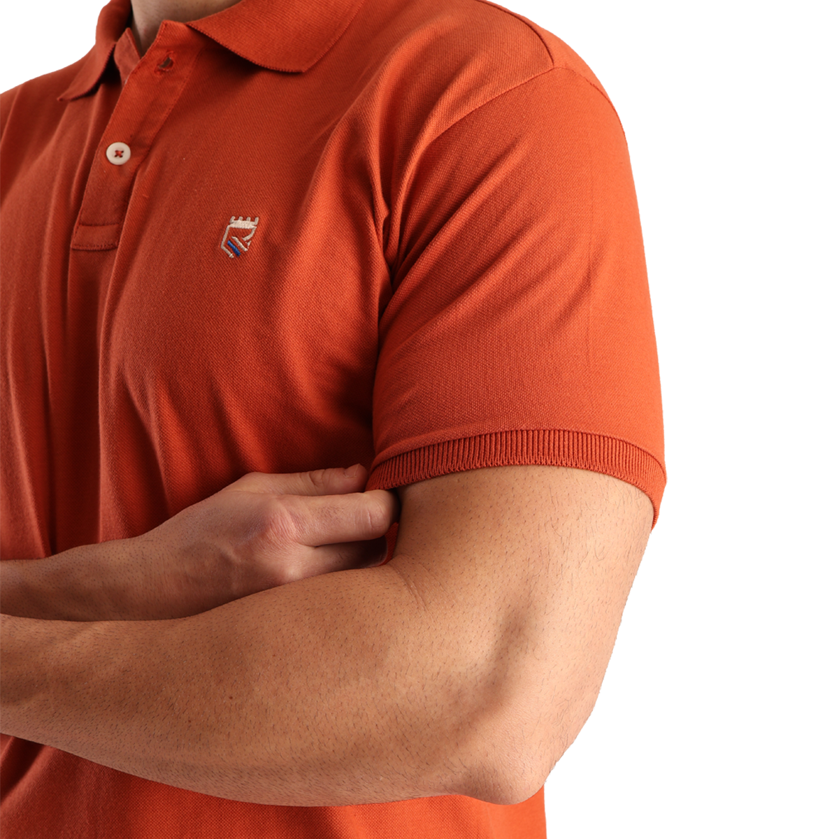 Playera Casual Tipo Polo Color Shedron Con Bordado Slim Fit Para Hombre