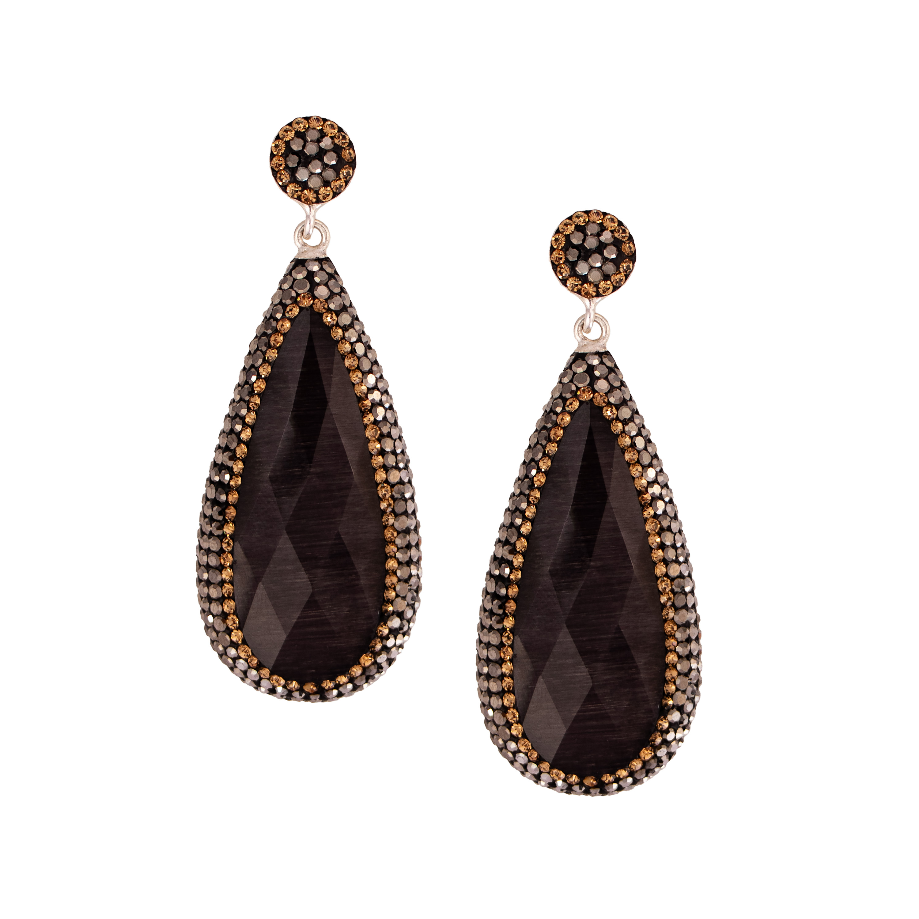 Aretes turcos Queen Farah de Plata 925, con baño de Rodio, gema de ojo ...