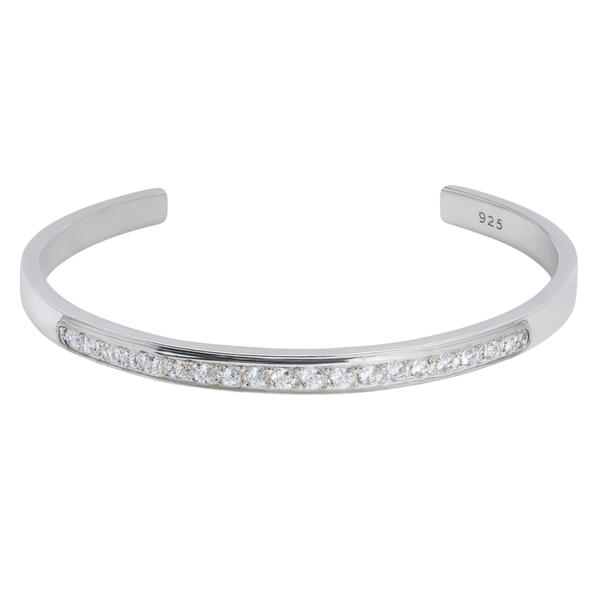 Brazalete de plata .925 con piedra zirconia y rodio