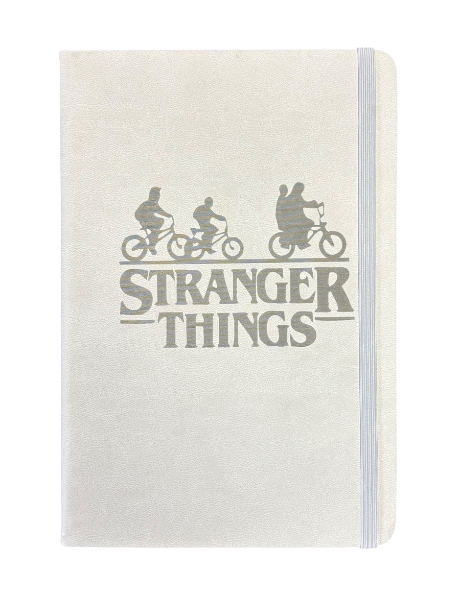 Libreta estilo francés color blanco, pasta dura, hojas rayadas, STRANGER THINGS