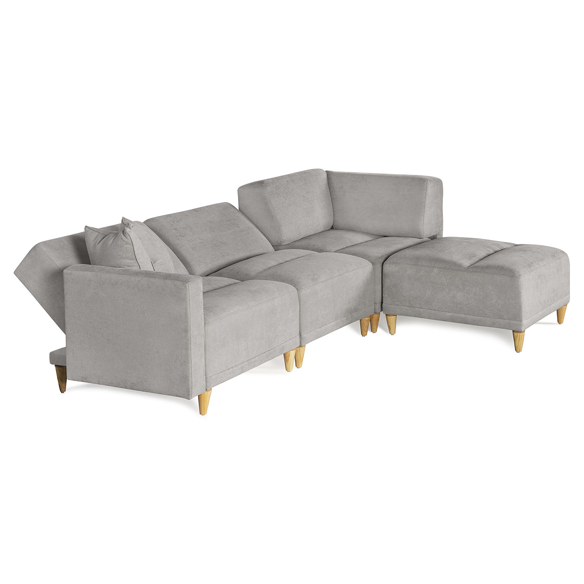 Sala de 4 modúlos Makora Avalon con Memory Foam, Color Gris Claro ...