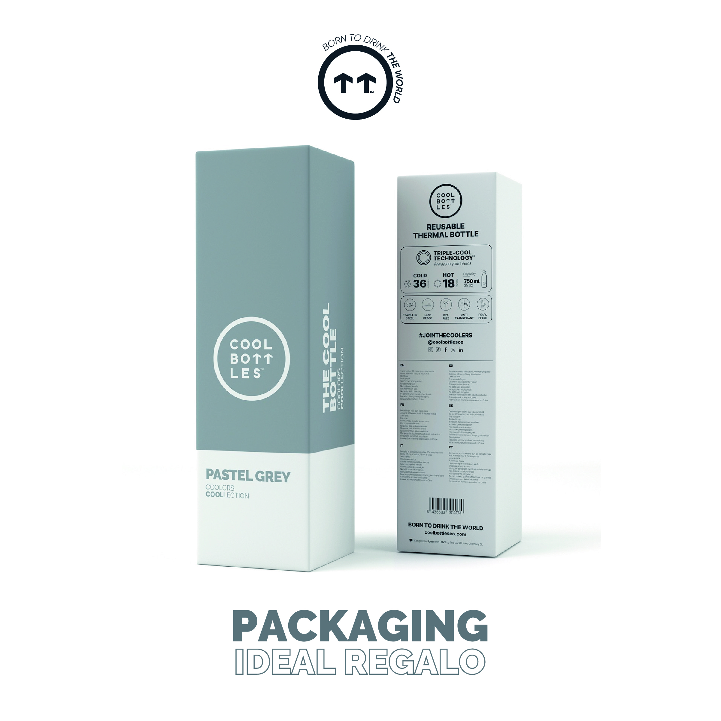 Cool Bottles Botella Termo Pastel Grey 750ml