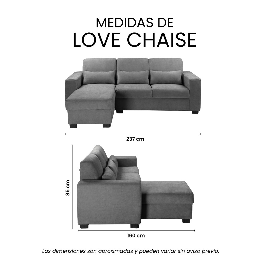 Love-Chaise Izquierdo Trinity Eros Gris Oscuro ENTREGA SOLO EN CDMX Y ...
