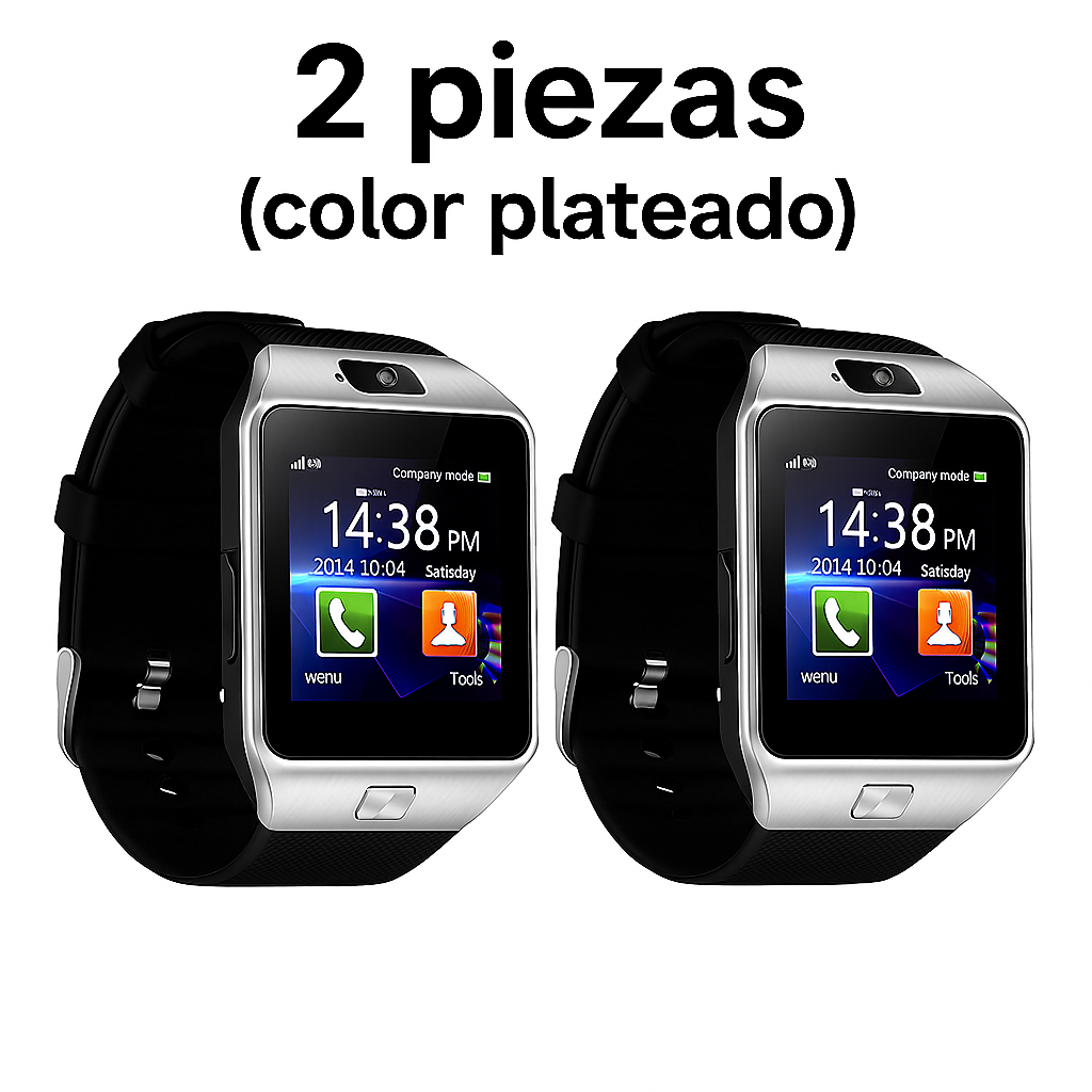 Set de 2 Smartwatch DZ09 Plateados con Cámara y Conectividad Bluetooth ...