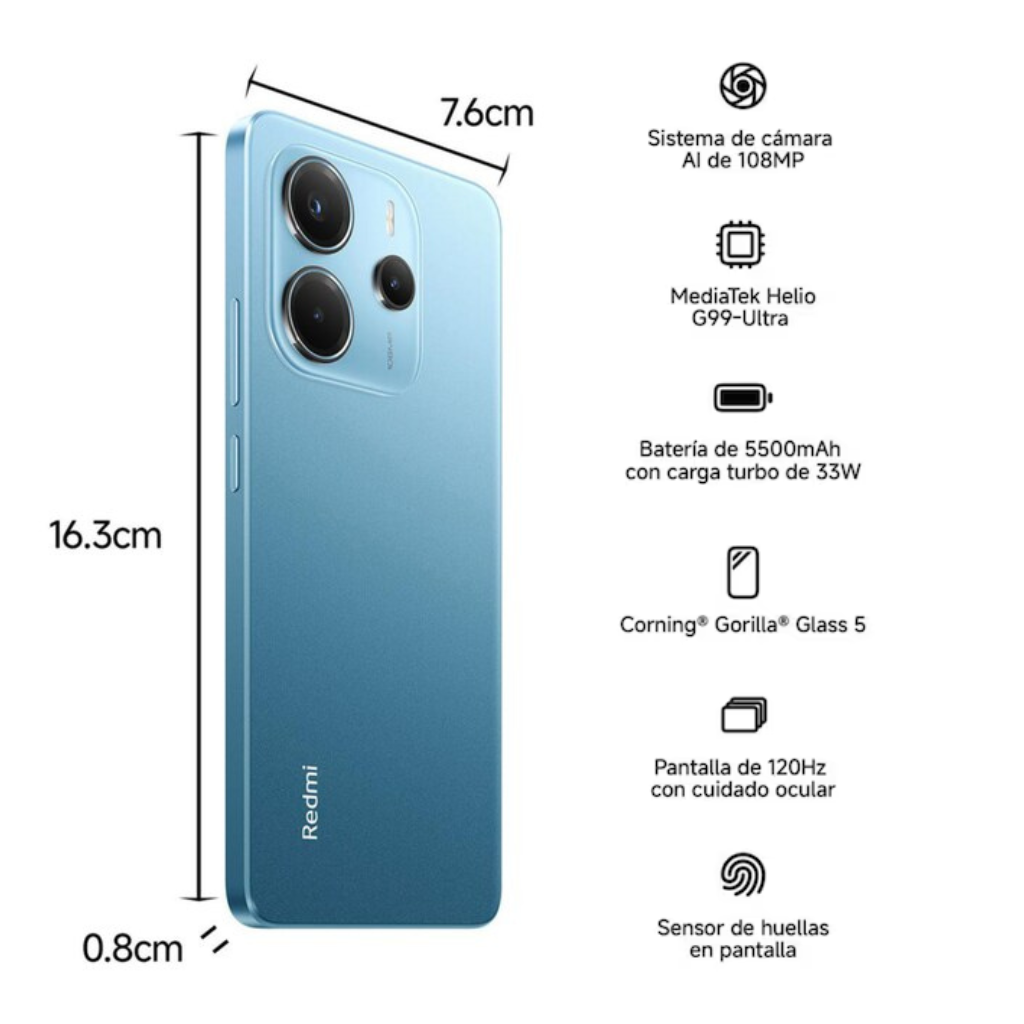 Xiaomi Redmi Note 14 8gb Ram/256 Almacenamiento (azul) + Smartwatch ...