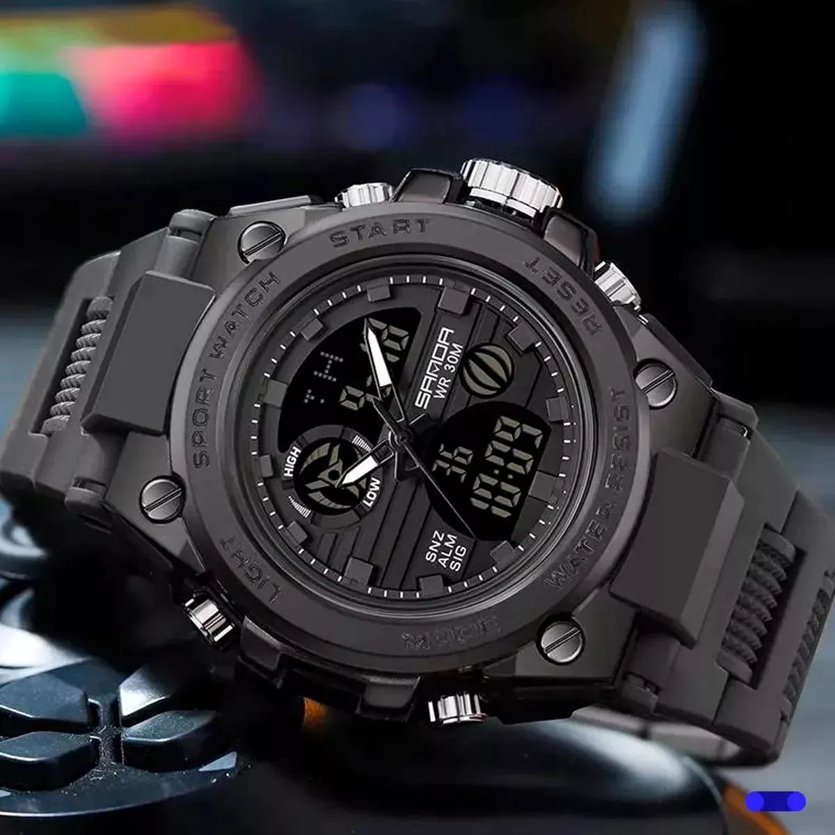 Reloj Táctico Impermeable Dual Analógico Digital Negro
