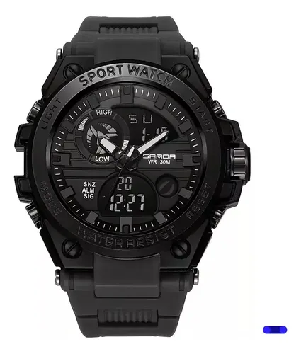 Reloj Táctico Impermeable Dual Analógico Digital Negro