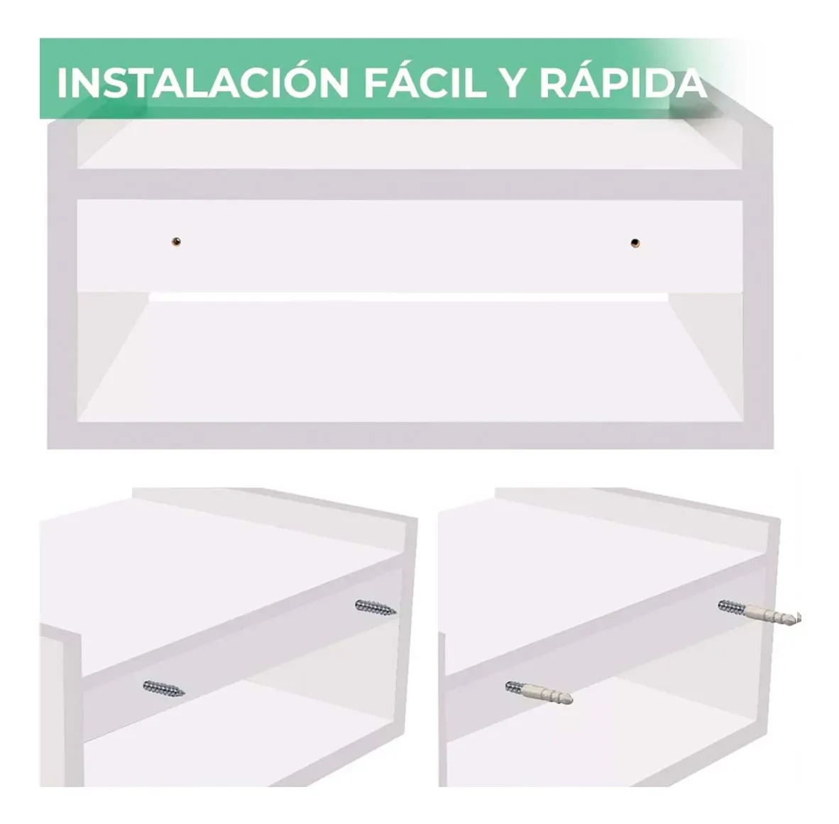 Buró Repisa Flotante Minimalista Moderno Mesa De Noche Color Blanco Kitul