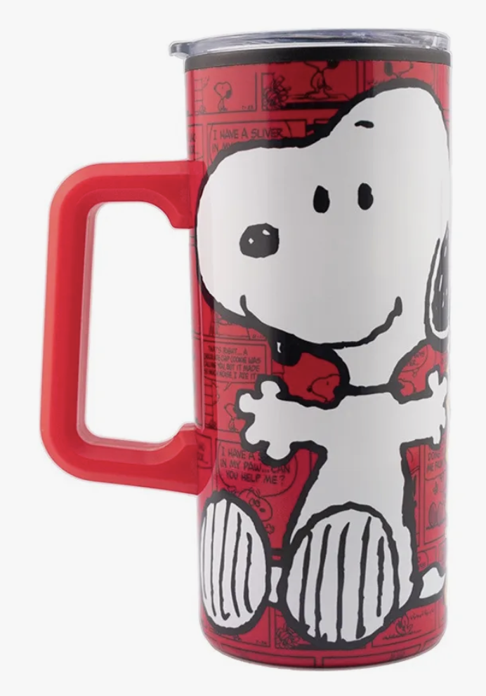 Termo Doble Pared Con Asa Y Tapa Snoopy Peanuts 550 Ml Color Rojo