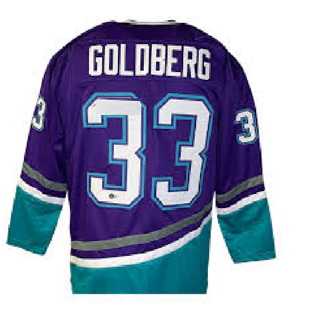 Jersey Hockey Mighty Ducks Patos Bordado Goldberg 33 Morado Talla XL