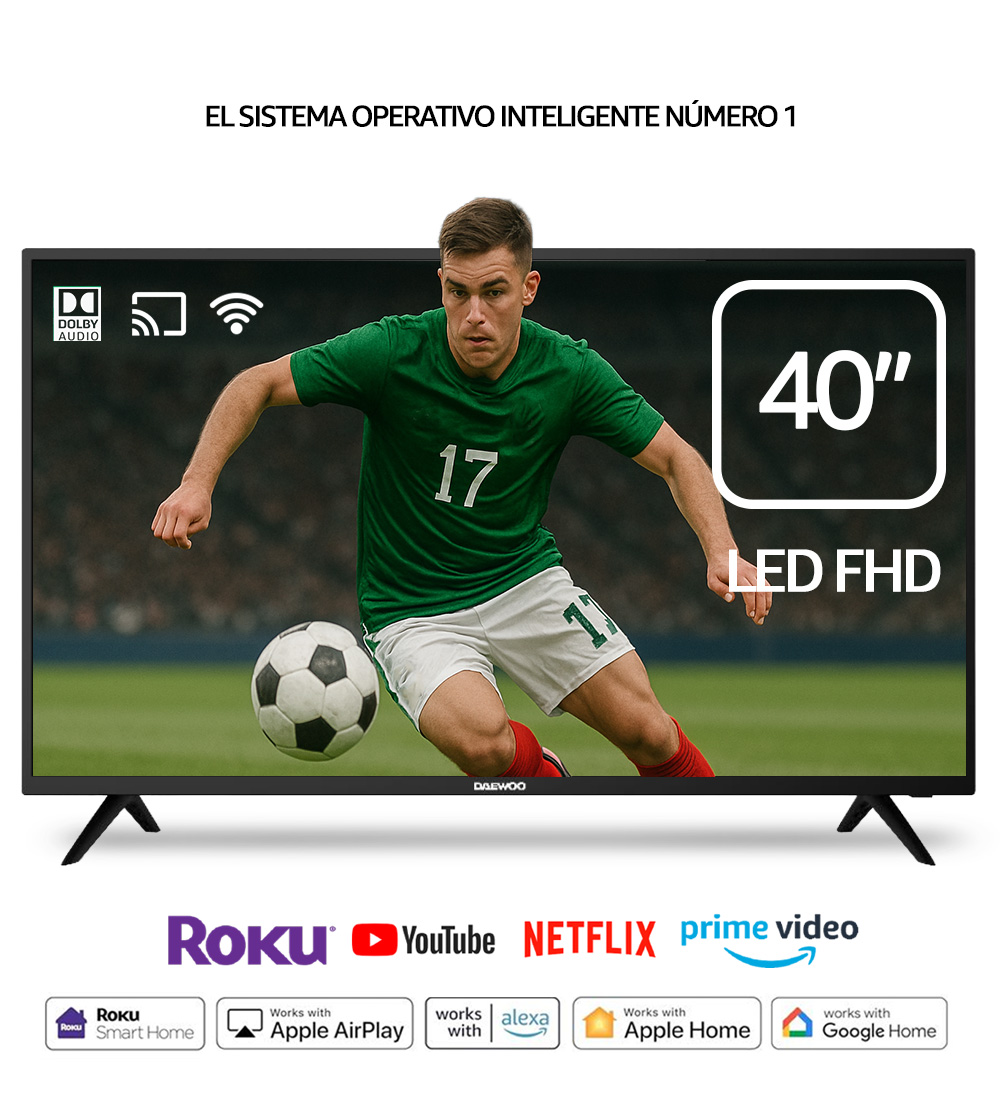 Pantalla DAEWOO 40" LED FULL HD ROKU SMART TV