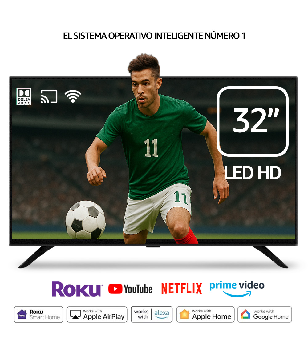 Pantalla DAEWOO 32" LED HD ROKU SMART TV