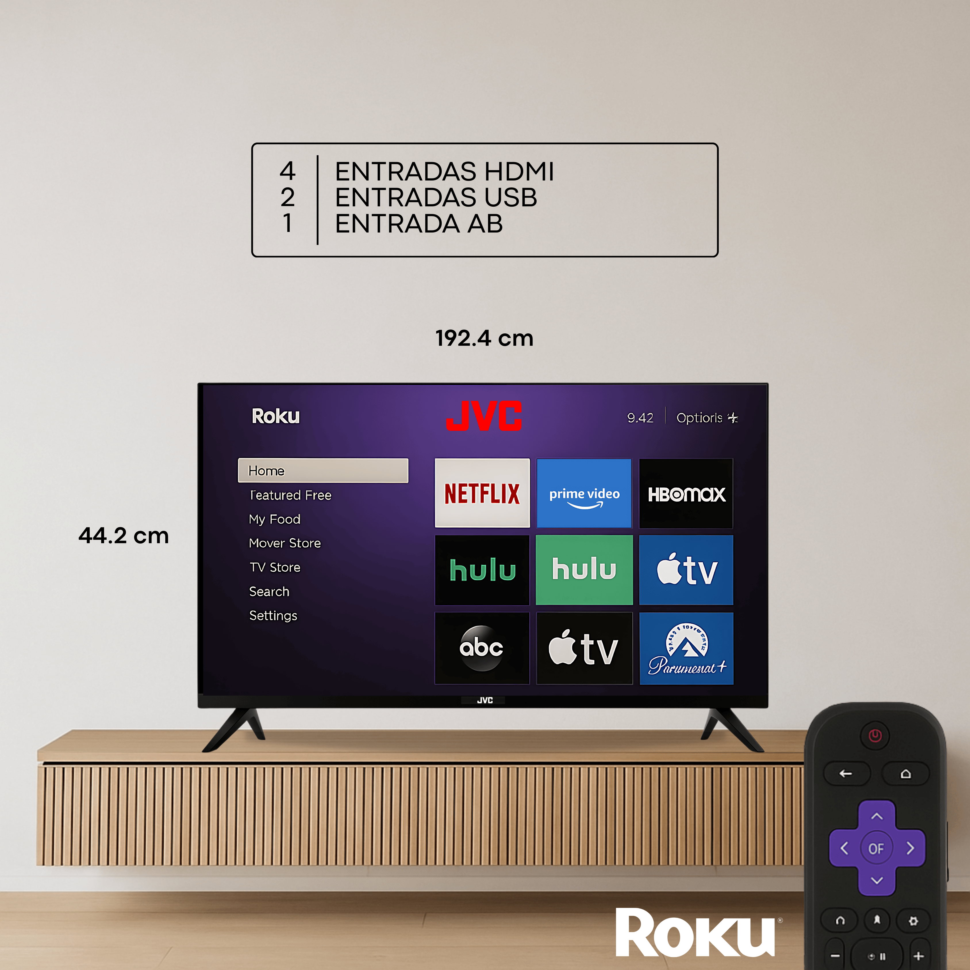 Pantalla Televisión JVC 85 Pulgadas 4K LED UHD FRAMELESS ROKU TV