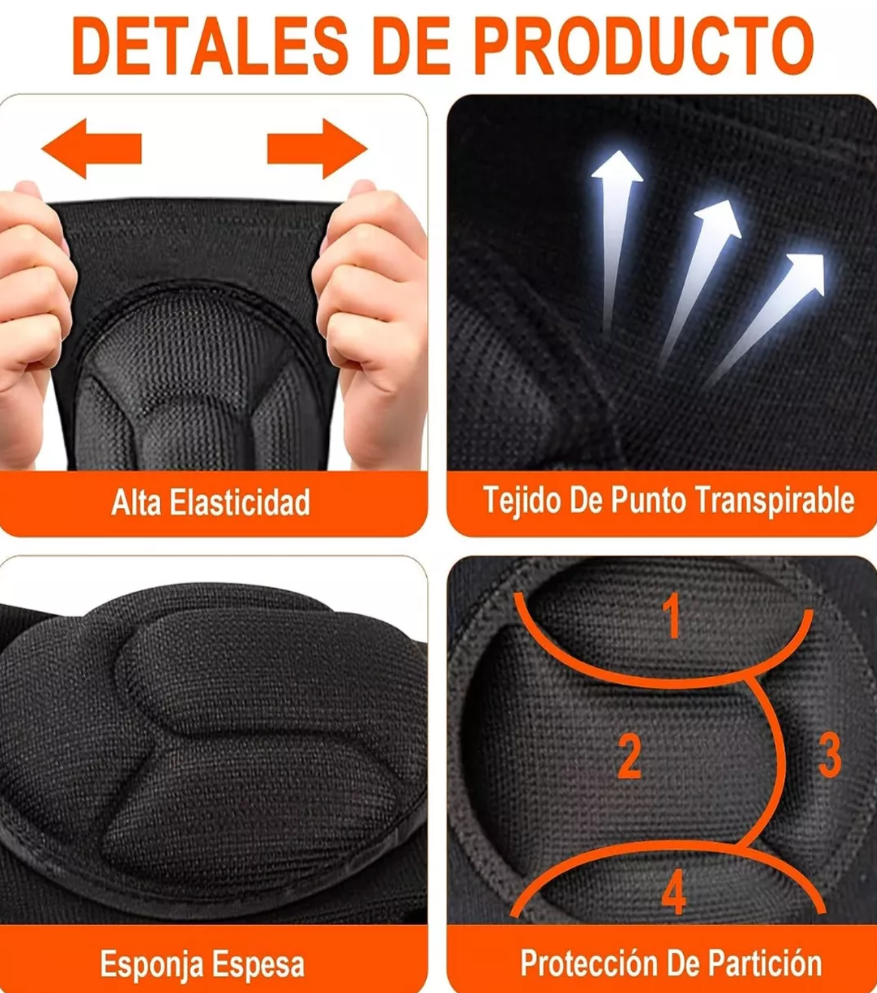 Rodilleras Deportivas Para Deporte Negro Talla Mediano