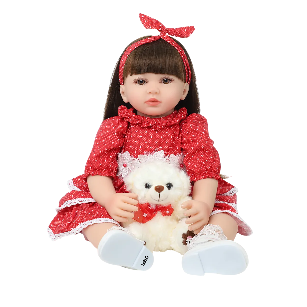 Muñecas Niña Con Cabello Largo 60 cm Color Rojo
