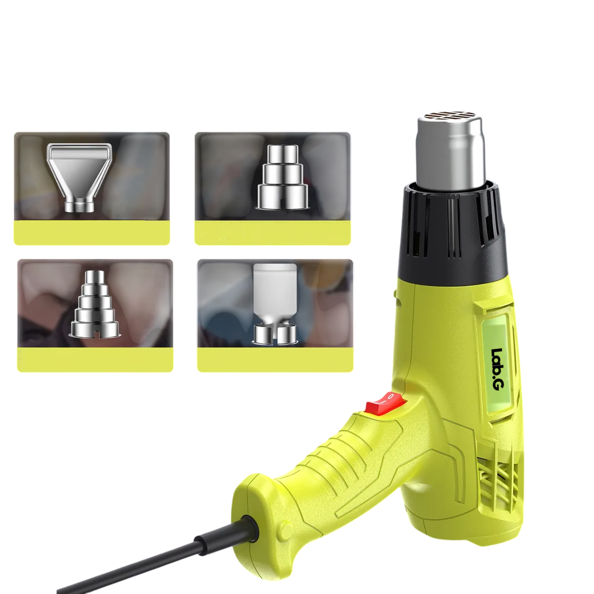 Pistola De Calor De 2000w Temperatura Regulable 4 Boquillas VERDE LIMA