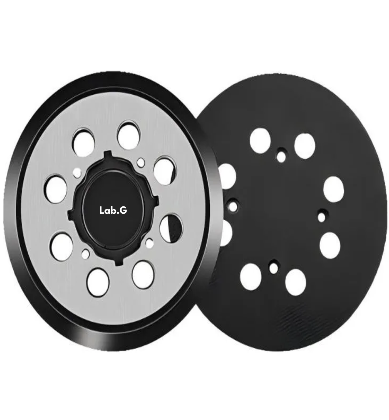 2 Bases+respaldo De Velcro Para Lijadora Negro Plata