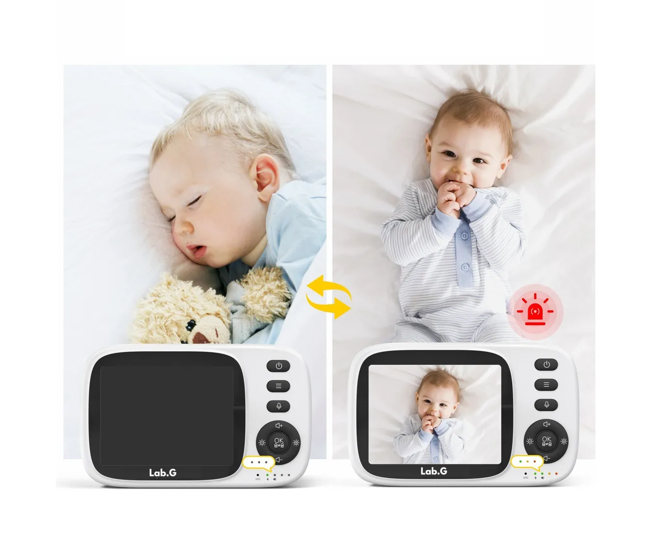 Monitor Para Bebe Inalámbrico Cámara Seguridad Blanco Detalles Negros