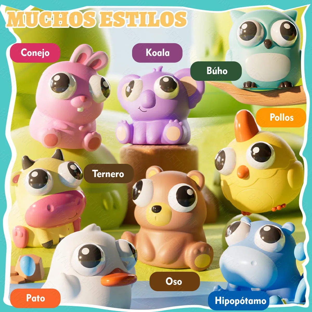 8pzs Estres Animal Juguete, Juguetes Para El Suave Estirable Colores