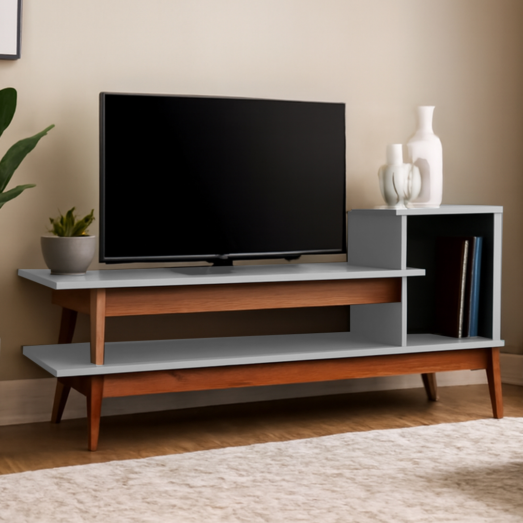 Rack Mdf Estilo Moderno Para Sala O Tv Pantalla Mesa Tv gris