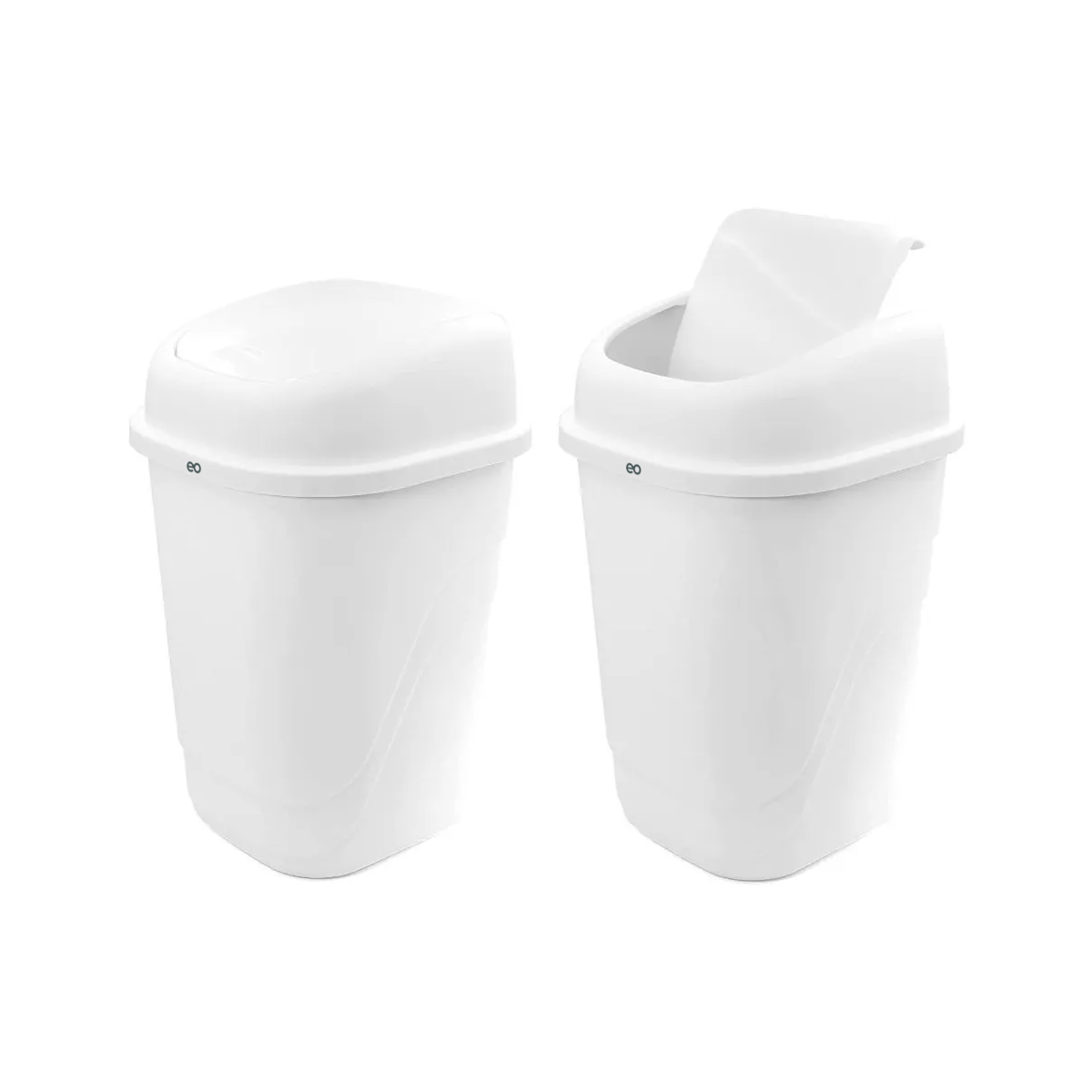 Bote De Basura Con Tapa Balancín Chico 2 Pack Color Blanco