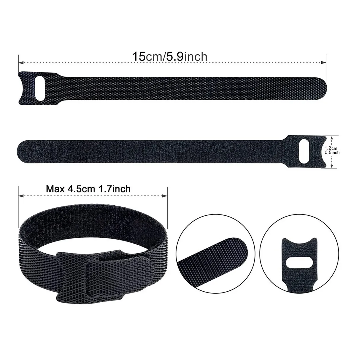 60 Pzs Cincho Suja Cables, Brida Con Velcro Reutlizable