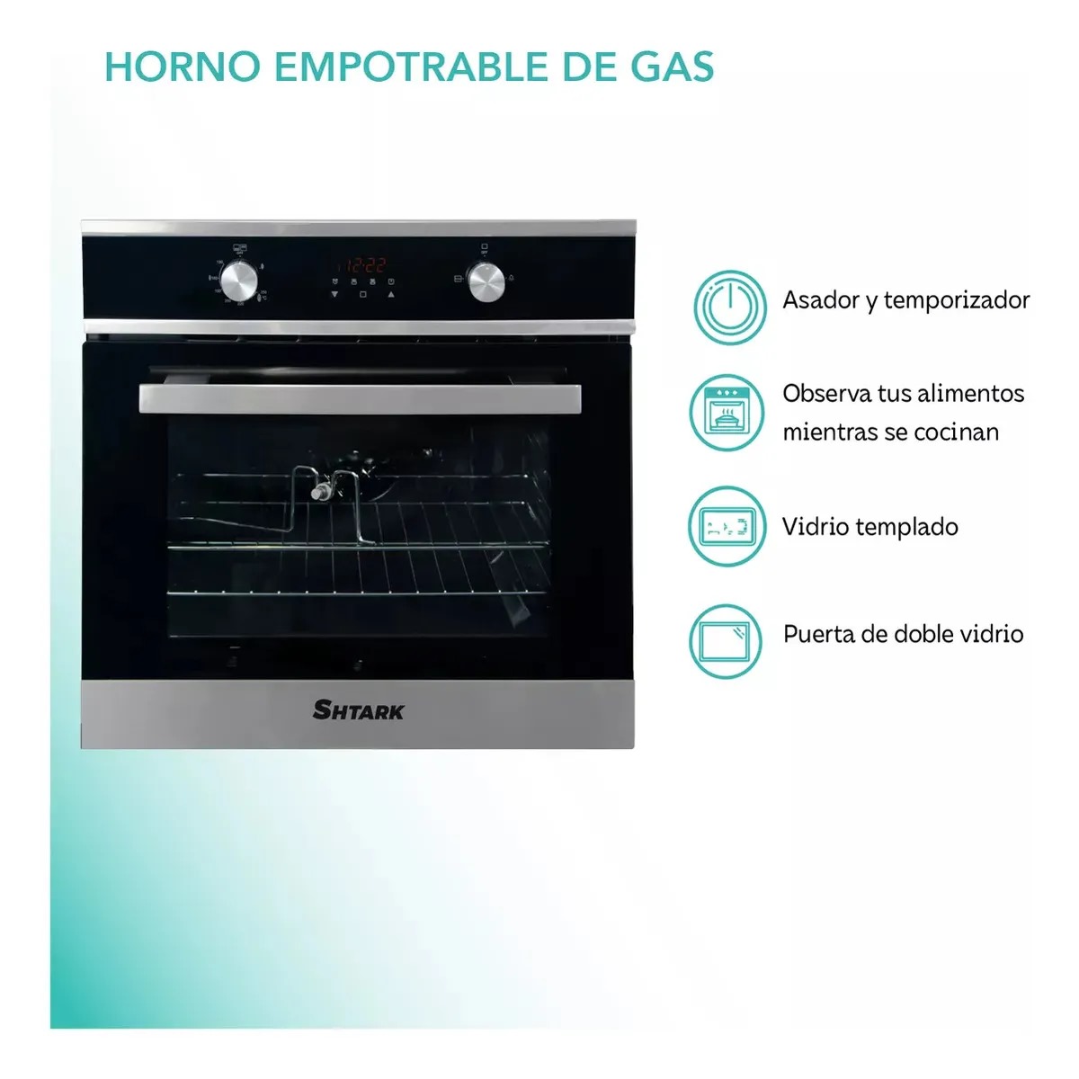 Horno Empotrable De Gas Acero Inoxidable Grill Eléctrico 60l Shtark