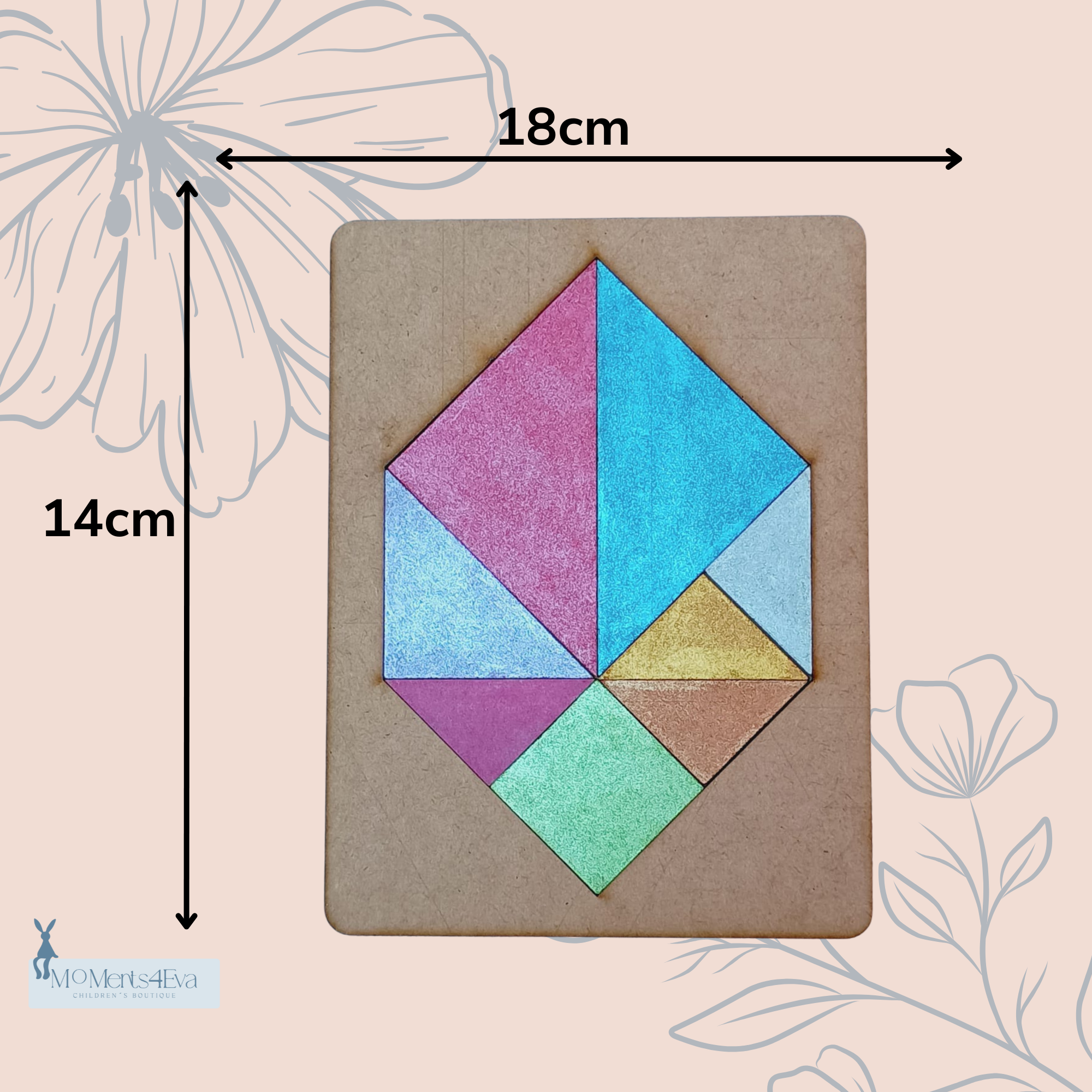 Tangram Madera Juego Didactico Educativo Niños Escolar Rombo