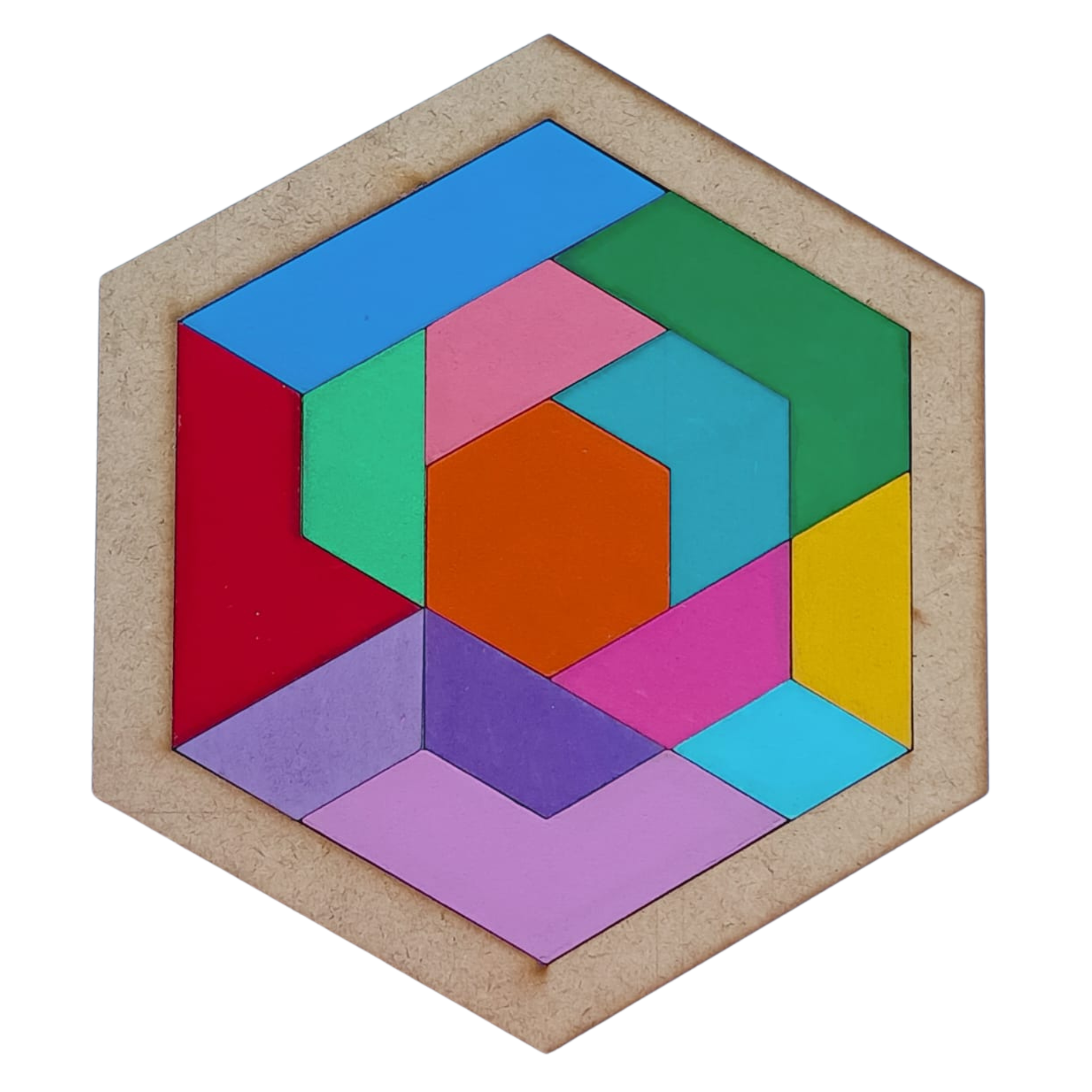 Tangram Madera Juego Didactico Educativo Niños Escolar Hexagono