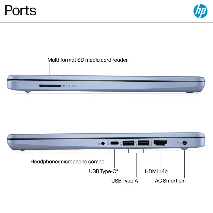 Laptop HP 14 DQ6012DX 14" Intel N150 4GB RAM 128GB UFS W11 S Color Azul