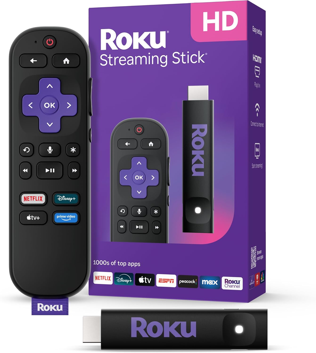 Dispositivo de Streaming Roku Tv Stick HD 2025 Color Negro