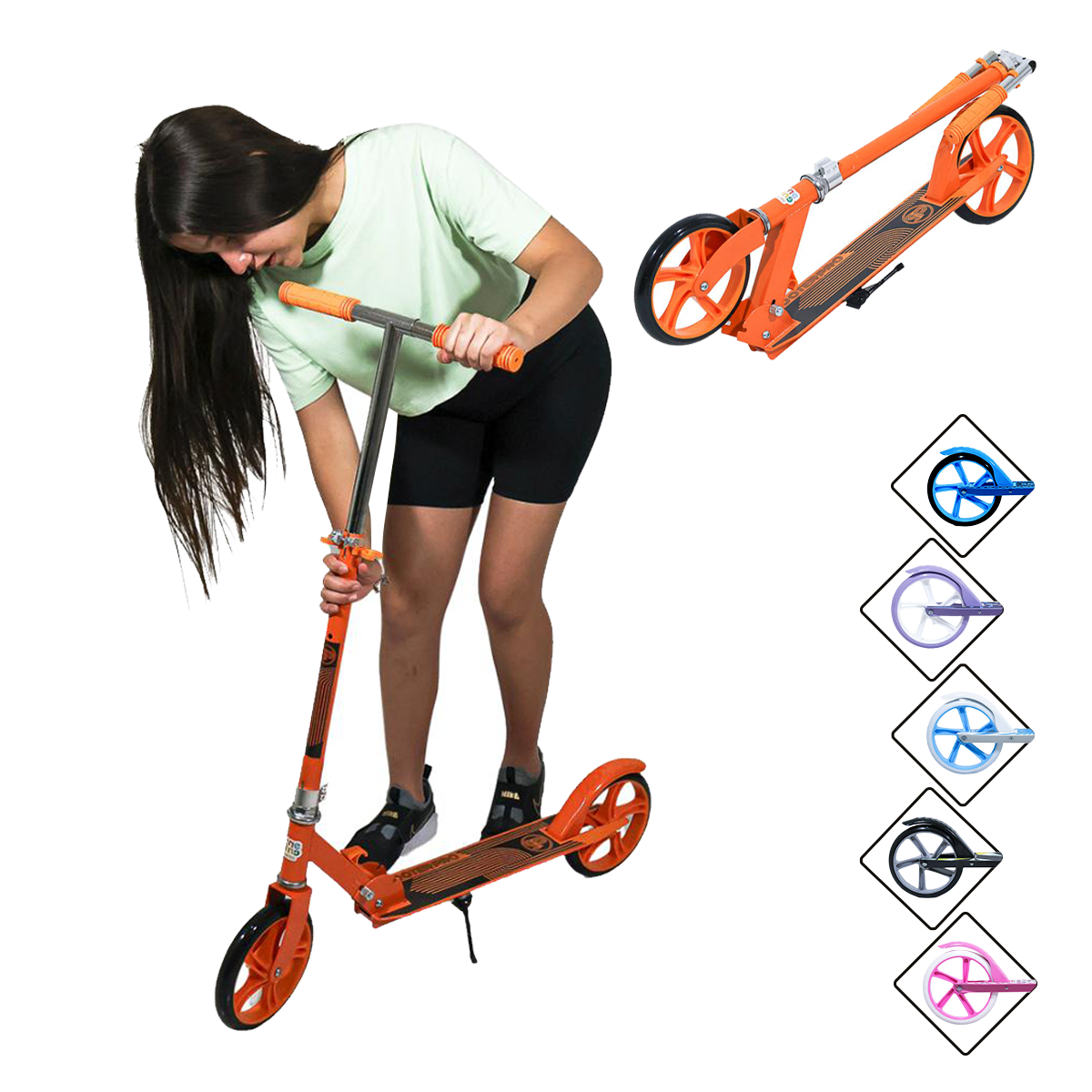Kinene | Scooter Manual para Jóvenes y Adultos – Ajustable, Plegable, Ruedas de 20 cm – Modelo ...