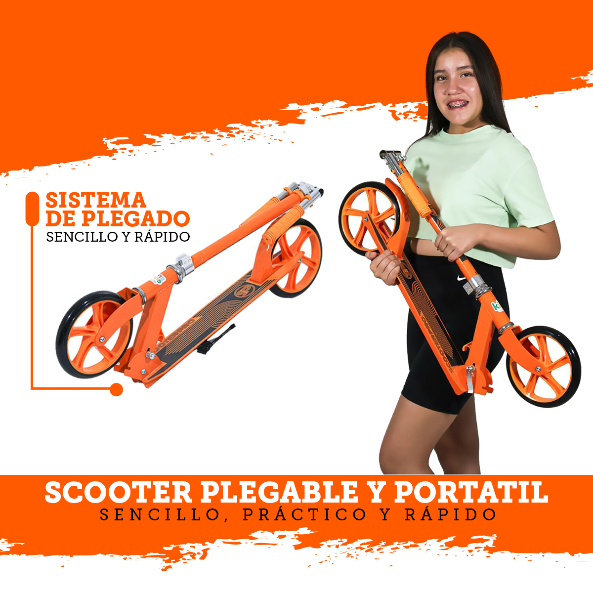 Kinene | Scooter Manual para Jóvenes y Adultos – Ajustable, Plegable, Ruedas de 20 cm – Modelo ...