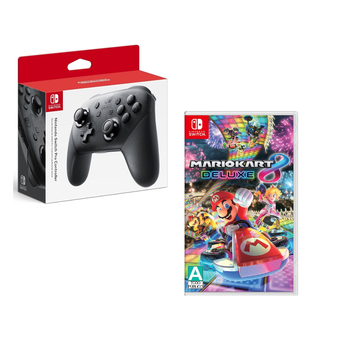 Nintendo Switch Control Profesional - Negro (Original) + Mario Kart 8 ...