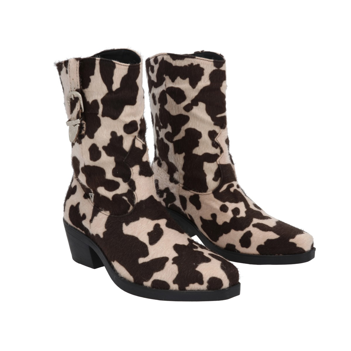 Bota Puntal De Tacón Vaquera Dallas Para Mujer Animal Print Vaca