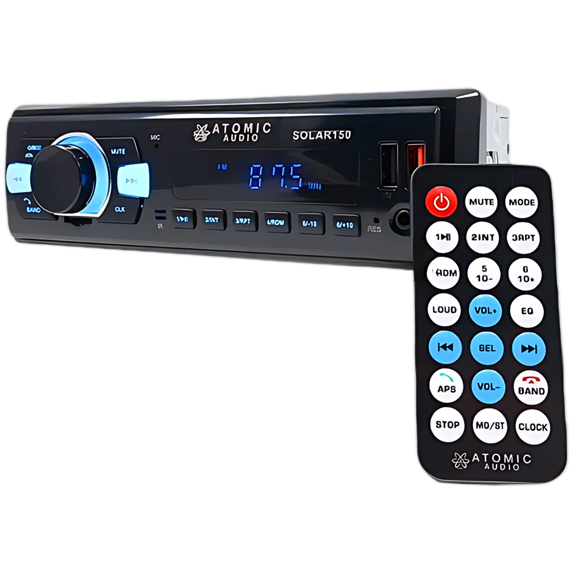 Estéreo Atomic Audio SOLAR150 1 DIN MP3, USB, SD, Bluetooth