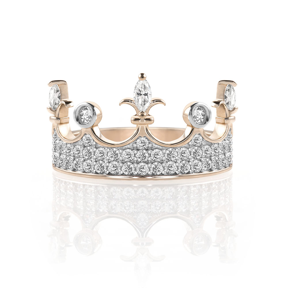 ANILLO CORONA DAMA ORO 10K ROSA IMPERIAL ABBA JOYAS